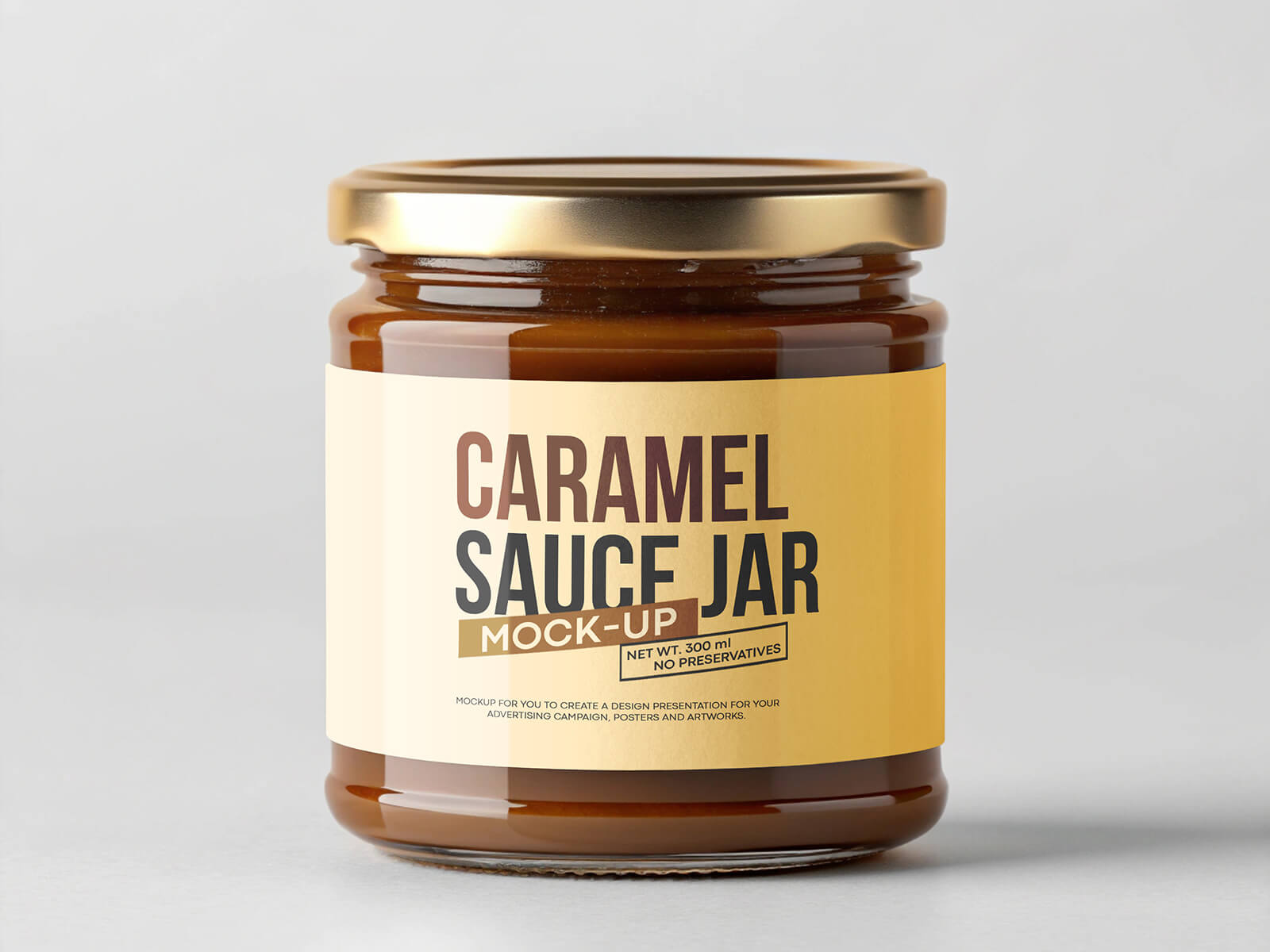 Caramel Sauce Glass Jar Mockup | Free PSD Templates