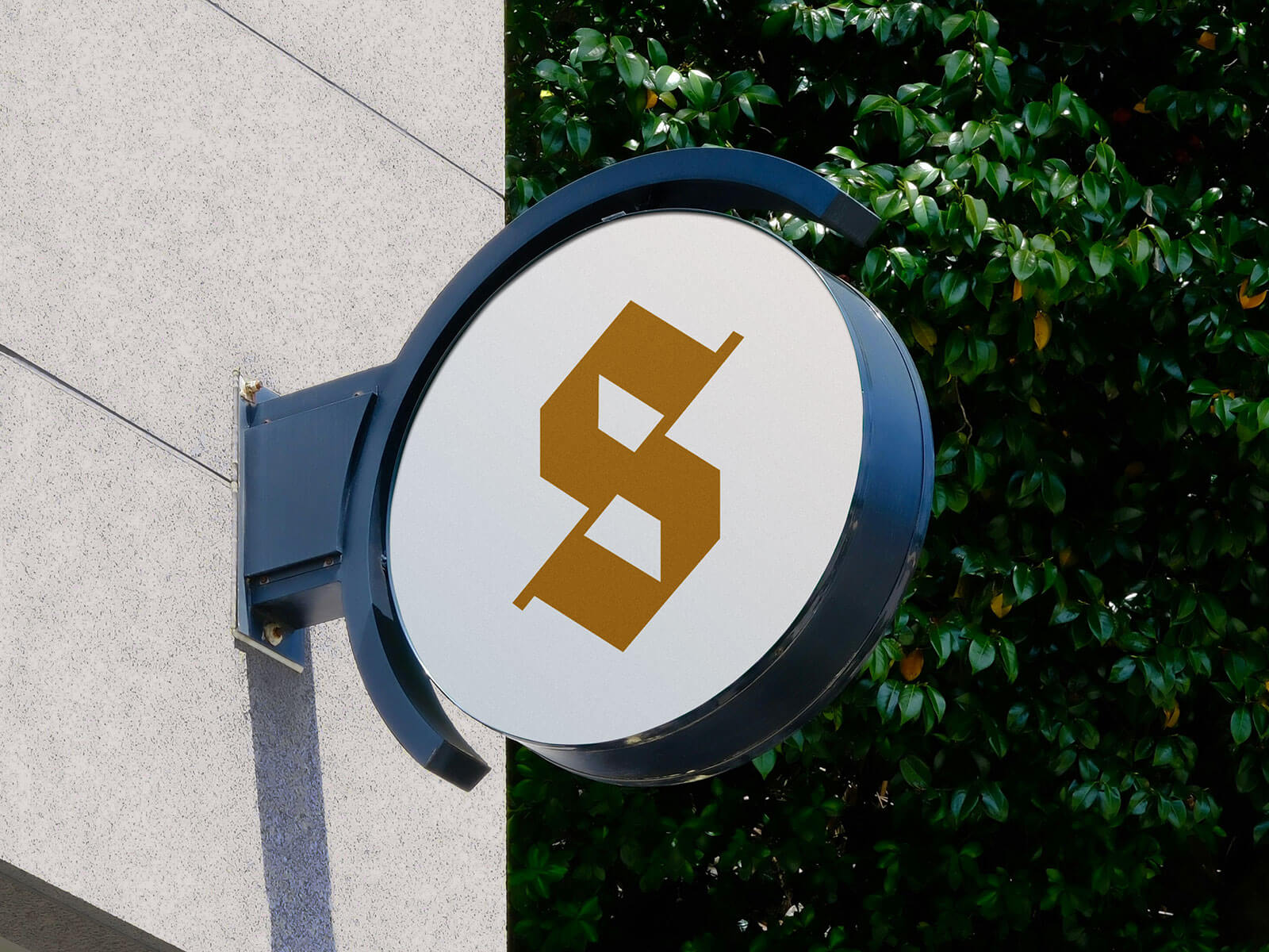 Mounted Round Sign Mockup | Free PSD Templates