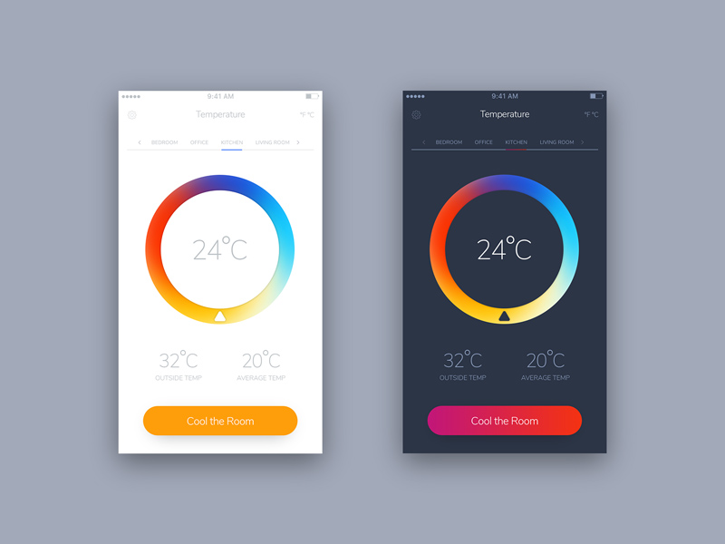 Concept d’interface utilisateur de l’application de température ...