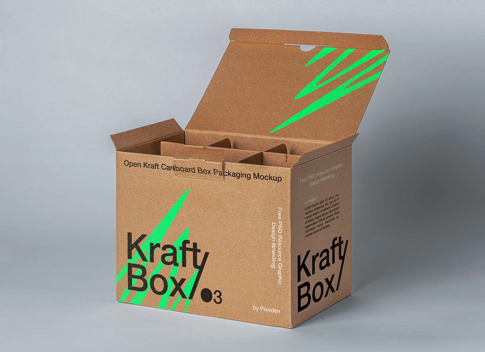 Cardboard Carton Box With Dividers Mockup | Free PSD Templates