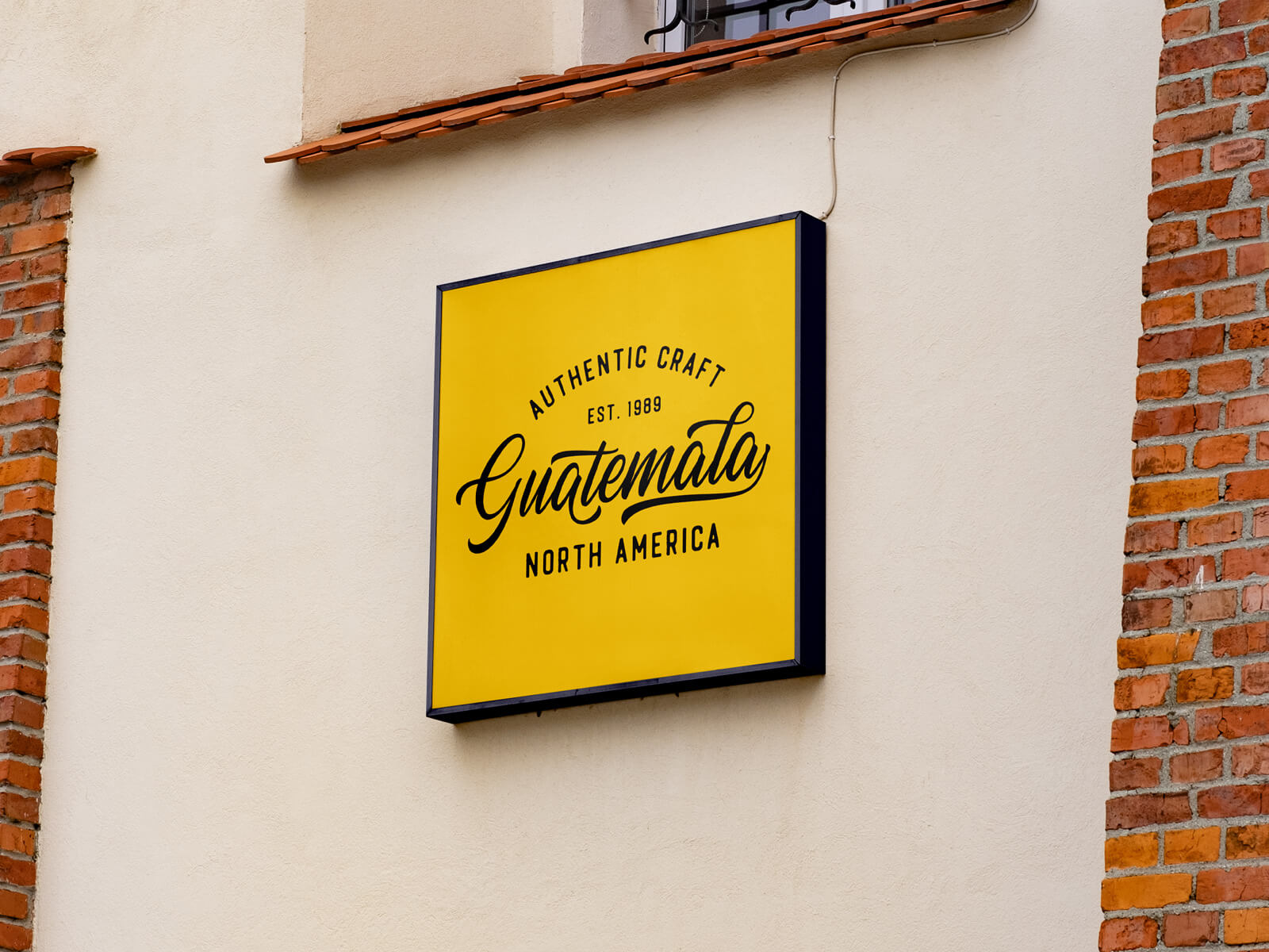 Wall Mounted Square Signage Mockup | Free PSD Templates