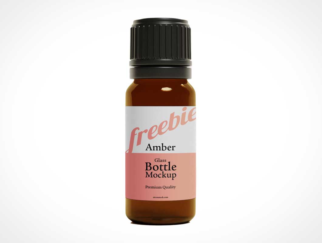 Amber Glass Bottle Mockup | Free PSD Templates