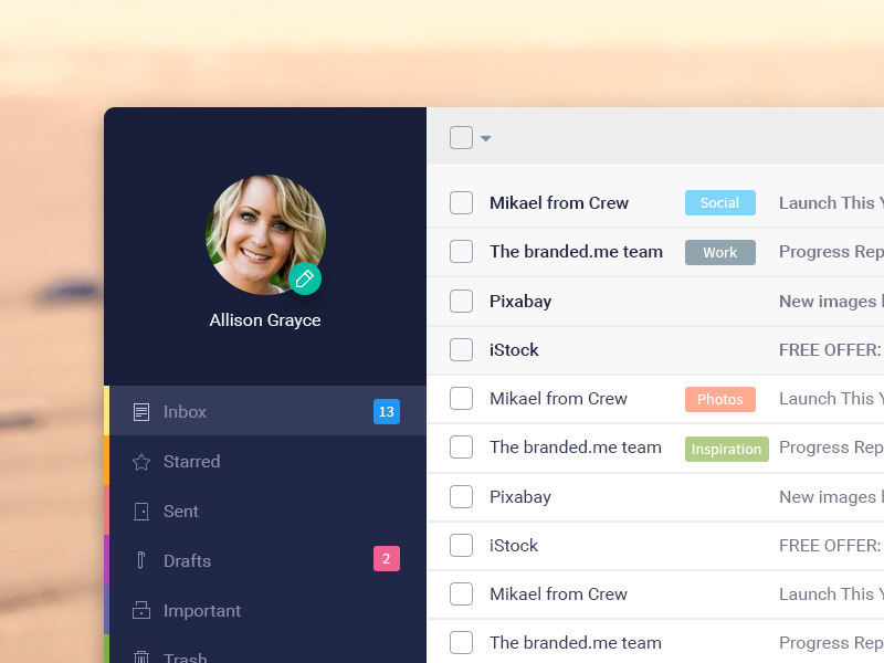 Email App | Free PSD Templates
