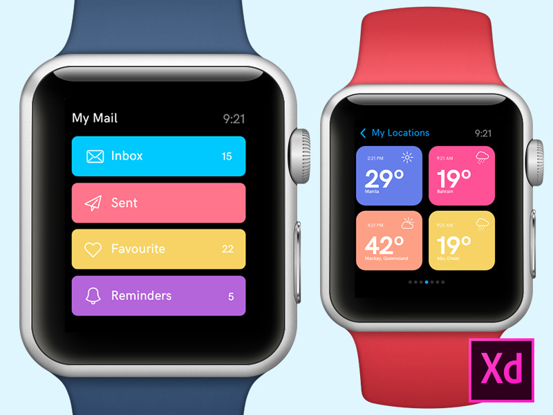 Apple Watch Design Concepts Made With Adobe XD | Free PSD Templates